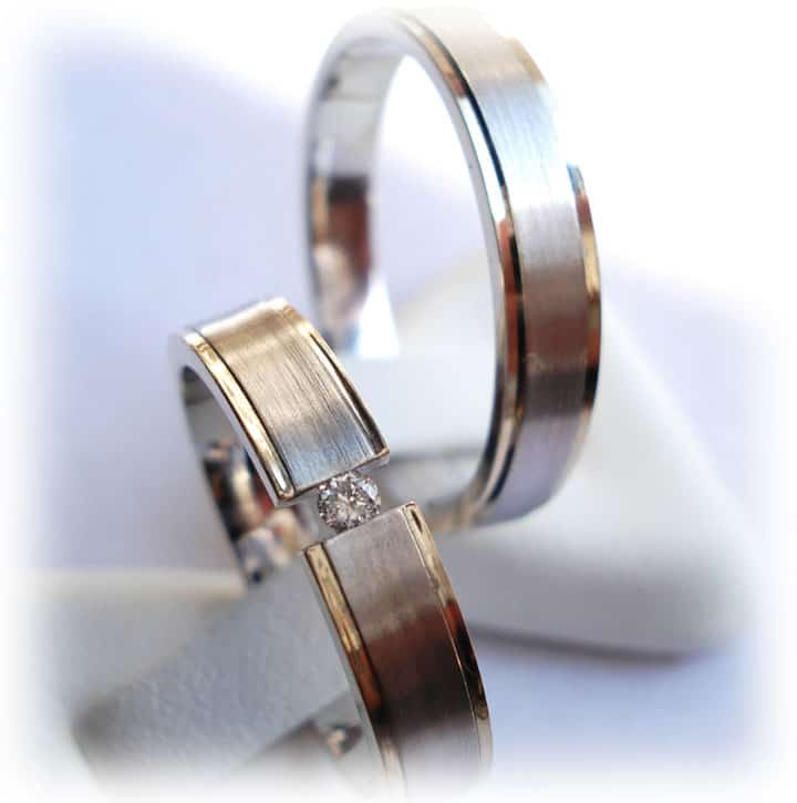 Two Tone Wedding Bands FT354 With 0 10ct Diamonds Two Tone Wedding Bands FT354 With 0 10ct Diamonds